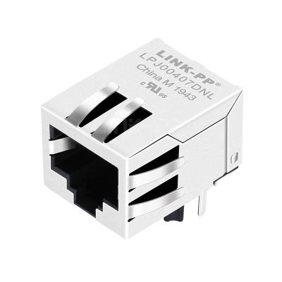 China LPJ00407CNL RJ45 Connector with 10/100 Base-T Integrated Magnetics Tab Down Single Port Without Led for sale