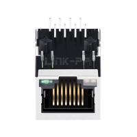 China LPJ4092H7NL 10/100 Base-T Magnetics Jack RJ45 Female Connector Tab Down Yellow&Green/Green Leds for sale
