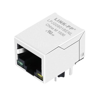 China X Multiple XRJG-01K-4-H11-120 Compatible LINK-PP LPJG0801BENL 100/1000 Base-T RJ45 Jack with Magnetics Tab Down Green/Yellow Led for sale