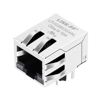 China RB1-2S5BAK1A Compatible LINK-PP LPJG0803G4NL 100/1000 Base-T Tab Down G&Y/G&Y Led One Port Lan RJ45 Connector for sale