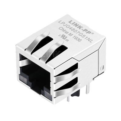 China WE 7499111440A Compatible LINK-PP LPJG4807G51NL 100/1000 Base-T Tab Down G&Y/G&Y Led 1 Port 10P8C Ethernet RJ45 Connector for sale