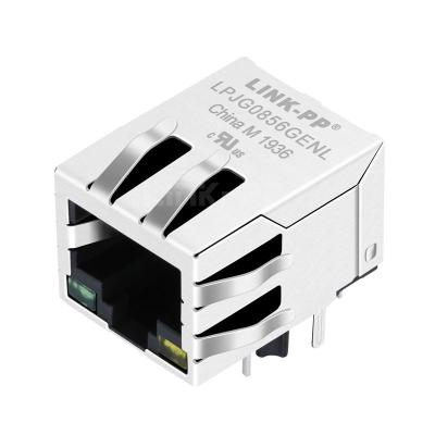 China BelFuse SI-61032-F Compatible LINK-PP LPJG0856GENL 100/1000 Base-T Tab Down Green/Yellow Led 1x1 Ethernet Port RJ45 Modular Socket for sale