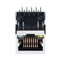 China WE 7499110122 Compatible LINK-PP LPJG0803FDNL 100/1000 Base-T Tab Down Yellow/Green Led Single Port Shielded RJ 45 Keystone Jacks for sale