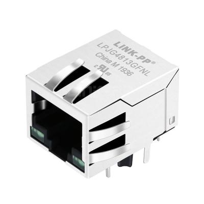 China Halo HFJ11-E1G01E-L11RL Compatible LINK-PP LPJG4813GFNL 100/1000 Base-T Tab Down Green/Green Led 1x1 Port Shielded Connectors RJ-45 Modular Jack for sale