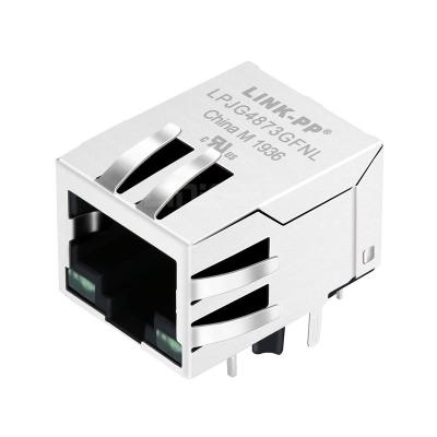 China Halo HFJ11-E1G16E-L11RL Compatible LINK-PP LPJG4873GFNL 100/1000 Base-T Tab Down Green/Green Led 1x1 Port Shielded RJ45 10 Pin Connector for sale