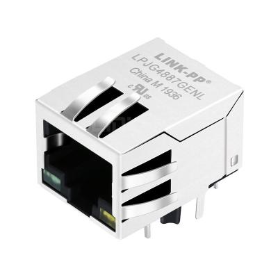 China Pulse JXD0-0002NL Compatible LINK-PP LPJG4887GENL 100/1000 Base-T Tab Down Green/Yellow Led 1x1 Port Shielded Lan RJ-45 Jacks for sale