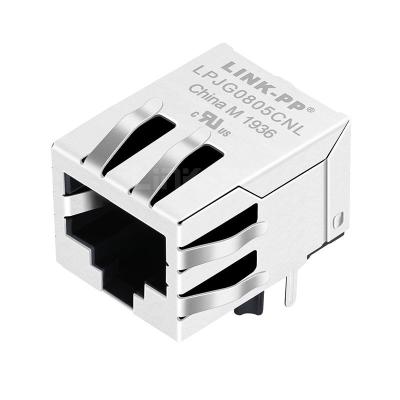China Halo HFJ11-1G02ERL Compatible LINK-PP LPJG0805CNL 100/1000 Base-T Tab Down Without Led One Port 10 Pin RJ 45 PCB Socket for sale