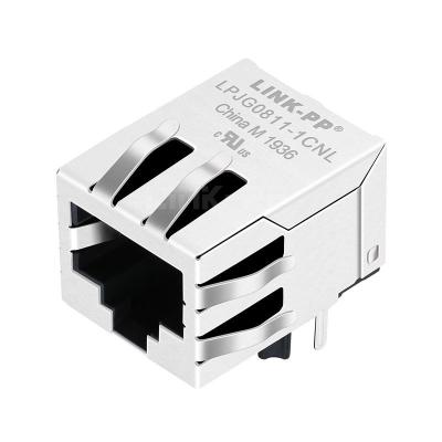 China MJRR0514 Compatible LINK-PP LPJG0811-1CNL 100/1000 Base-T Tab Down Without Led One Port RJ-45 Network Socket for sale