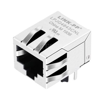 China XFMRC XFGIB100T-COMBO1-4MS Compatible LINK-PP LPJG4843CNL 100/1000 Base-T Tab Down Without Led One Port PCB Jack RJ 45 Modular Connector for sale