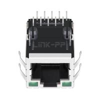 China Tyco 5-1840401-7 Compatible LINK-PP LPJG16457AFNL 100/1000 Base-T Tab Up Green/Green Led Single Port Shielded 8P8C Magnetic RJ 45 Connector for sale