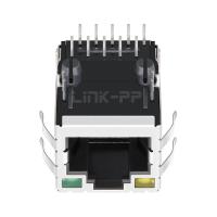 China Pulse JXD1-0015NL Compatible LINK-PP LPJG16464ADNL 100/1000 Base-T Tab Up Yellow/Green Led Single Port Shielded 8P8C Ethernet Magjack for sale