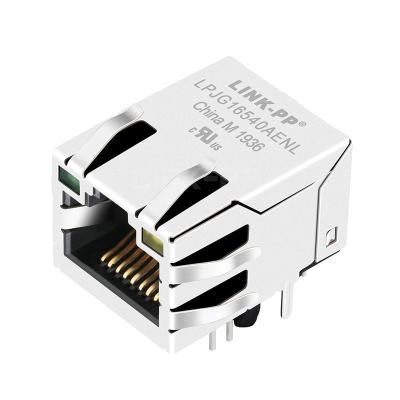 China Tyco 1840711 Compatible LINK-PP LPJG16540AENL 100/1000 Base-T Tab Up Green/Yellow Led Single Port 10 Pin RJ 45 PCB Jack for sale