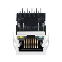 China LPJG0801GENL 10/100/1000 Base-T Magnetic RJ45 Connectors Green/Yellow LED Tab Down for sale