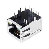 China LPJG0843GENL 100/1000 Base-T Tab Down Single Port 10p8c Conector RJ45 Jack With Green/Yellow Led for sale