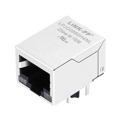 China LPJG0860H4NL 100/1000 Base-T Single Port RJ45 Female Magnetics Connector Green&Yellow/Green&Yellow LED for sale