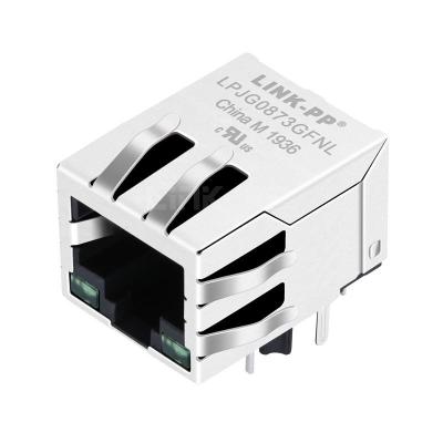 China LPJG0873GFNL 100/1000 Base-T RJ45 Female Connector With Magnetics Tab Down Green/Green LED for sale
