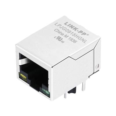 China LPJG0915HGNL 100/1000 Base-T Integrated RJ45 Connector With Magnetics Tab Down Yellow/Green LED for sale