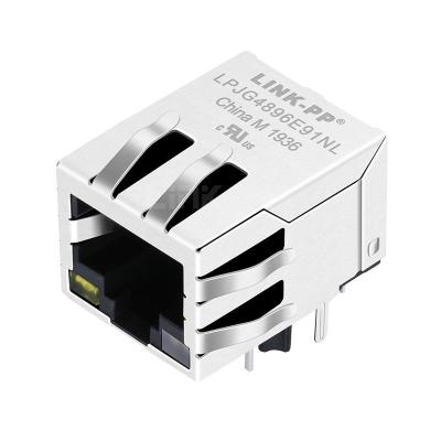 China LPJG4896E91NL 100/1000 Base-T 8 Pin Ethernet RJ45 Female Connector Yellow/Green&Red LED for sale