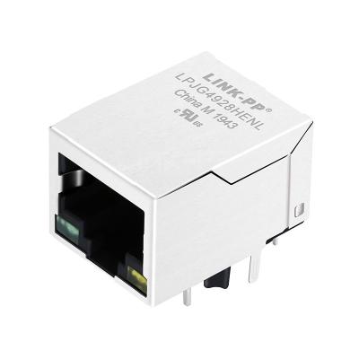 China LPJG4928HENL 1000 Base-T Single Port RJ45 with POE Magnetics Jack Green/Yellow Led for sale