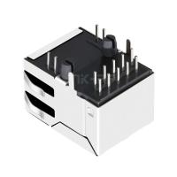 China LPJG16314A28NL 100/1000 Base-T Tab Up Green/Yellow Led Single Port Shielded RJ-45 Connector Module for sale