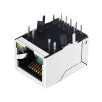 China LPJG0820HENL 100/1000 Base-T Green/Yellow LED Tab Down 1 Port RJ45 Connector with Magnetics for sale
