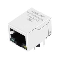 China LPJG4944HENL 100/1000 Base-T Tab Down Green/Yellow Led Single Port Jack RJ-45 Connector for sale