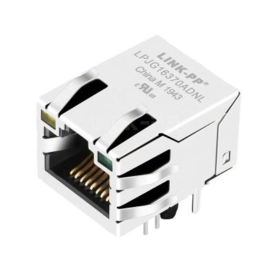 China LPJG16370ADNL 100/1000 Base-T Tab Up Yellow/Green Led Single Port RJ45 Connector for sale