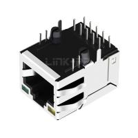 China LPJG16370ADNL 100/1000 Base-T Tab Up Yellow/Green Led Single Port RJ45 Connector for sale