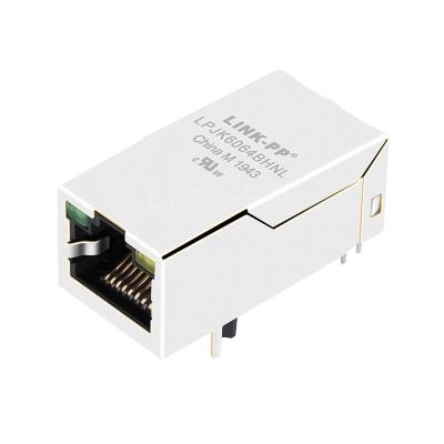 China LPJK6064BHNL 100/1000 Base-T Tab Up Green/Yellow Led Single Port POE+ RJ45 Female Connector for sale