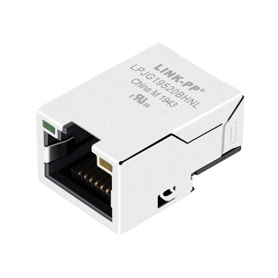 China LPJG19520BHNL 100/1000 Base-T Tab Up Green/Yellow Led Single Port Shielded RJ45 Connector Module for sale