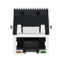 China LPJG19520BHNL 100/1000 Base-T Tab Up Green/Yellow Led Single Port Shielded RJ45 Connector Module for sale