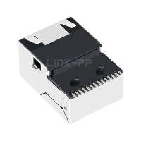 China LPJG19520BHNL 100/1000 Base-T Tab Up Green/Yellow Led Single Port Shielded RJ45 Connector Module for sale