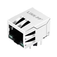 China LPJG0843GFNL 100/1000 Base-T Tab Down Green/Green Led 1 Port Ethernet RJ45 Magnetic Jack for sale