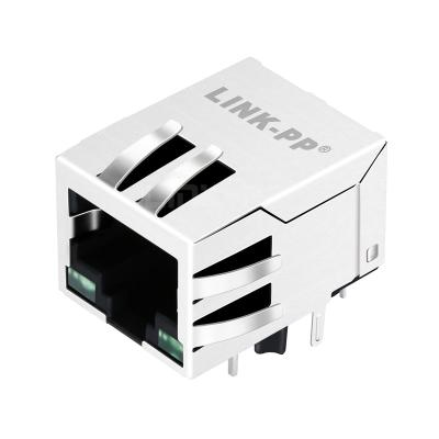 China LPJG0843GFNL 100/1000 Base-T Tab Down Green/Green Led 1 Port Ethernet RJ45 Magnetic Jack for sale