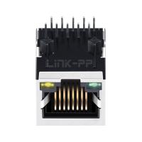 China LPJG0801HENL 100/1000 Base-T Tab Down Green/Yellow Led Single Port RJ45 Female PCB Connector for sale