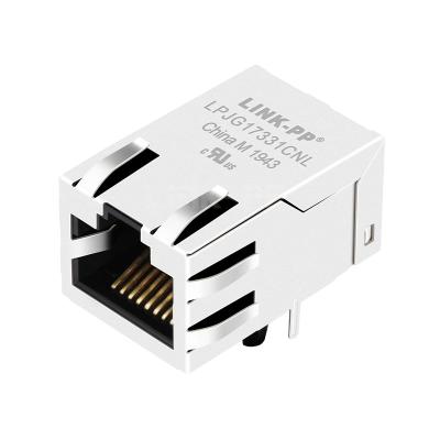 China LPJG17331CNL 100/1000 Base-T Tab Up Without Led 1x1 Port 10P8C RJ45 Connector with Magnetics for sale