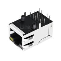 China LPJG17401AONL 100/1000 Base-T Tab Up Green&Orange/Yellow Led Single Port Industrial RJ45 Ethernet Connector for sale