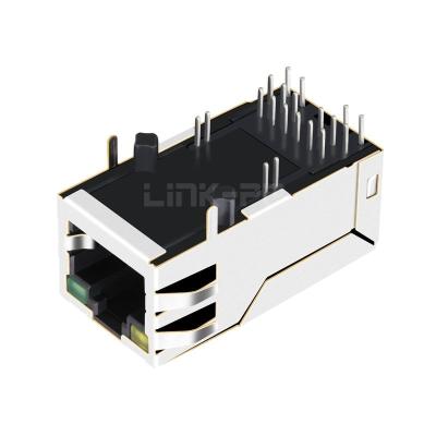 China LPJK2004AGNL 1000 Base-T Tab Up Yellow/Green Led Single Port POE+ Industrial Ethernet RJ45 Connector for sale