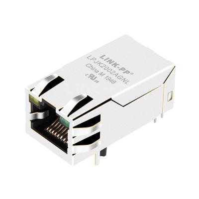 China LPJK2002AGNL 100/1000 Base-T Tab Up Yellow/Green Led 1x1 Port POE+ Industrial RJ45 Ethernet Connector for sale