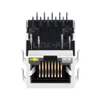 China LPJG0803A61NL 100/1000 Base-T Tab Down Green&Orange/Yellow Led 1 Port Industrial RJ45 Connector for sale