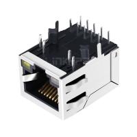 China LPJG0803A61NL 100/1000 Base-T Tab Down Green&Orange/Yellow Led 1 Port Industrial RJ45 Connector for sale