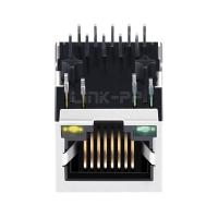 China LPJG0906BBNL 100/1000 Base-T Tab Down Green/Yellow Led Single Port RJ45 Pcb Mount Jack for sale