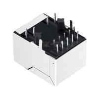 China LPJG0906BBNL 100/1000 Base-T Tab Down Green/Yellow Led Single Port RJ45 Pcb Mount Jack for sale