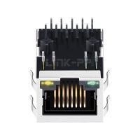 China LPJG4933GENL 100/1000 Base-T Tab Down Green/Yellow Led Single Port Cat5e RJ45 Connection for sale