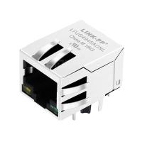 China LPJG4945ADNL 100/1000 Base-T Tab Down Yellow/Green Led Single Port Magnetic RJ45 Jack for sale