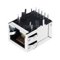 China LPJG4945ADNL 100/1000 Base-T Tab Down Yellow/Green Led Single Port Magnetic RJ45 Jack for sale