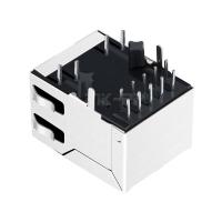 China LPJG4945ADNL 100/1000 Base-T Tab Down Yellow/Green Led Single Port Magnetic RJ45 Jack for sale