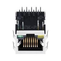 China LPJG4945ADNL 100/1000 Base-T Tab Down Yellow/Green Led Single Port Magnetic RJ45 Jack for sale
