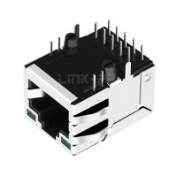 China LPJG18813AFNL 100/1000 Base-T Tab UP Green/Green Led Single Port RJ45 lan Jack for sale