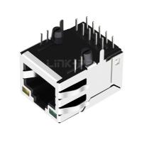 China LPJG18843AENL 100/1000 Base-T Tab UP Green/Yellow Led Single Port RJ45 Ethernet Jack for sale